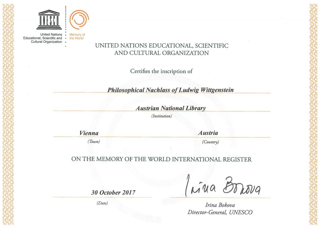 UNESCO Certificate and Nomination Form – Wittgenstein Initiative